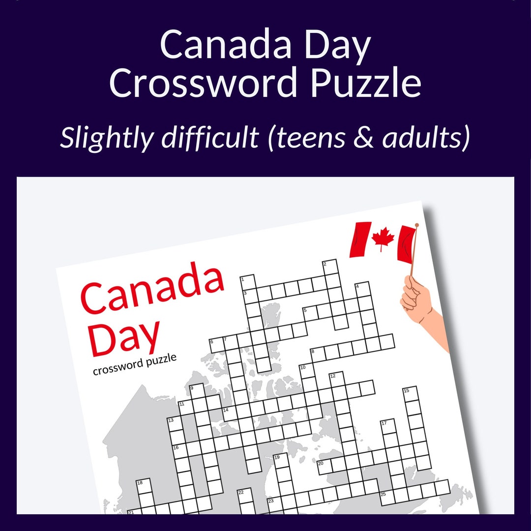 Canada Day Crossword Puzzle for Teens and Adults! Perfect Cross Word ...