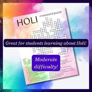 Holi Crossword Puzzle for Parties or to Build Vocabulary. Perfect ...