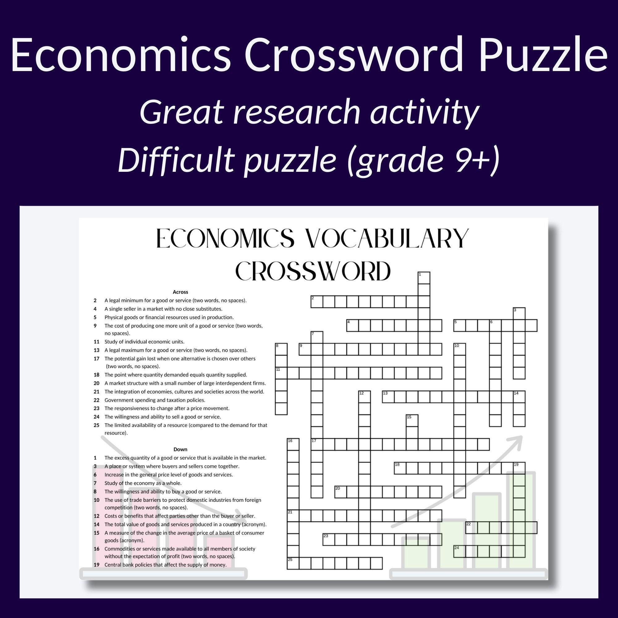 Economics Vocabulary Crossword Puzzle (microeconomics and ...