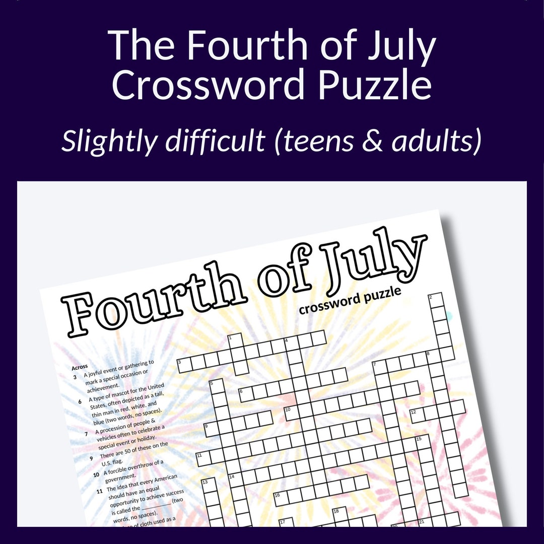 Fourth of July Crossword Puzzle! Perfect for Fourth of July Parties ...