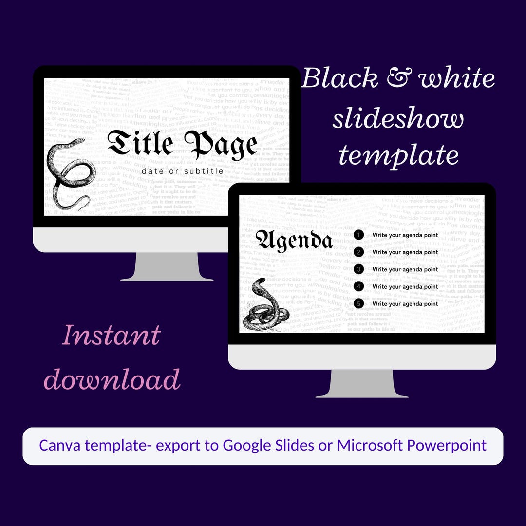 Elegant Black and White Presentation Slides for Parties and Events ...