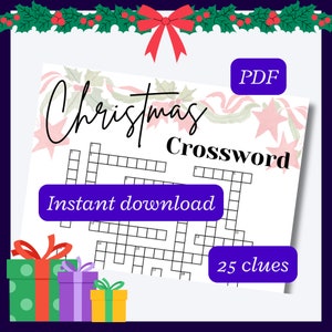 Hard! Christmas Crossword Puzzle for Christmas Parties. Great Non ...