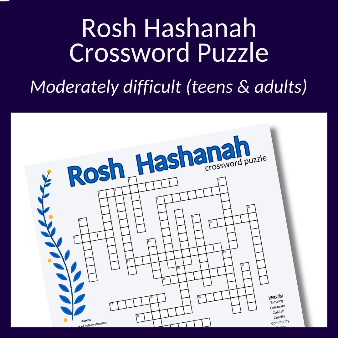 Rosh Hashanah Crossword Puzzle: Jewish Holiday Vocabulary (digital ...
