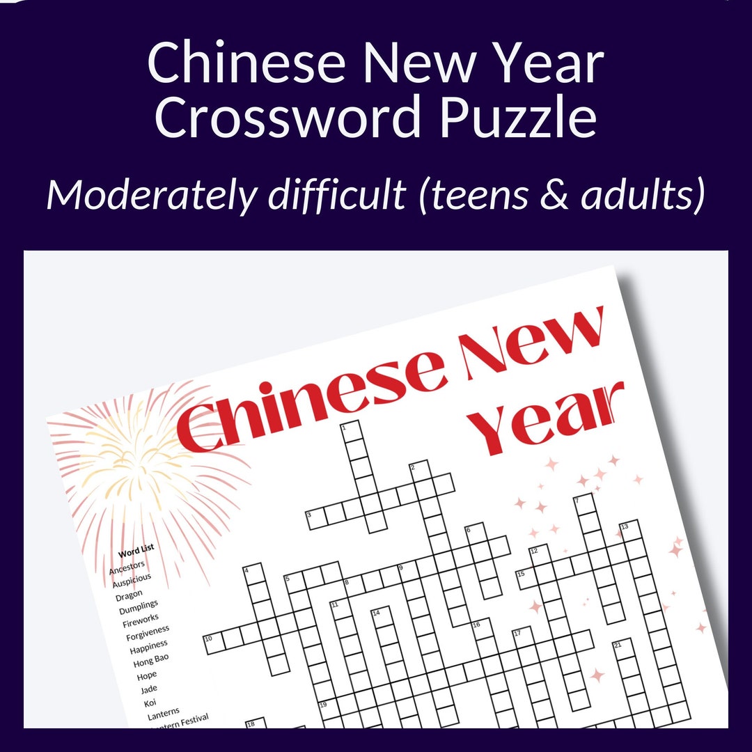 Chinese New Year Crossword Puzzle for Parties, Vocabulary Building or ...
