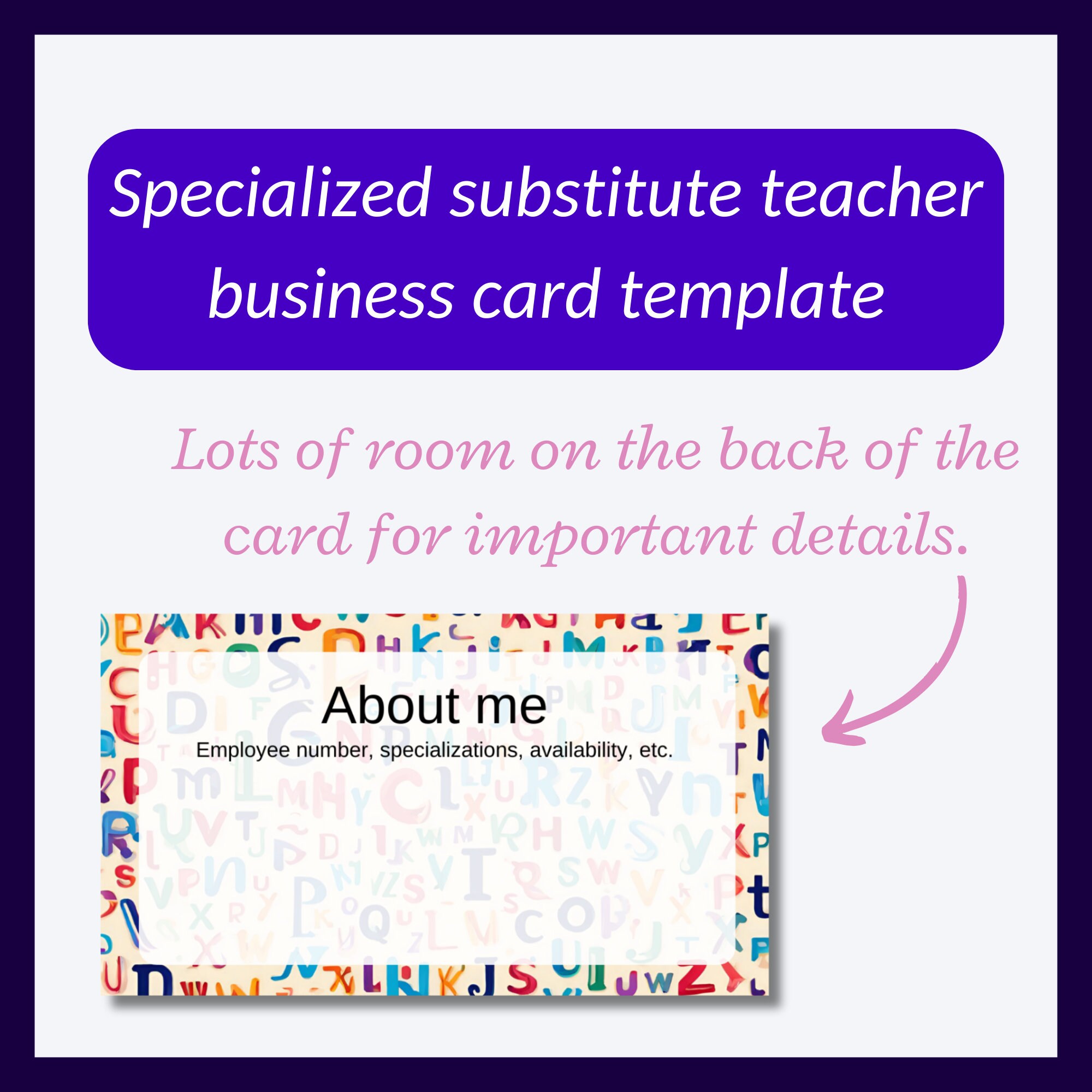 Substitute Teacher Business Card Design for Canva. Great Tutor Business ...