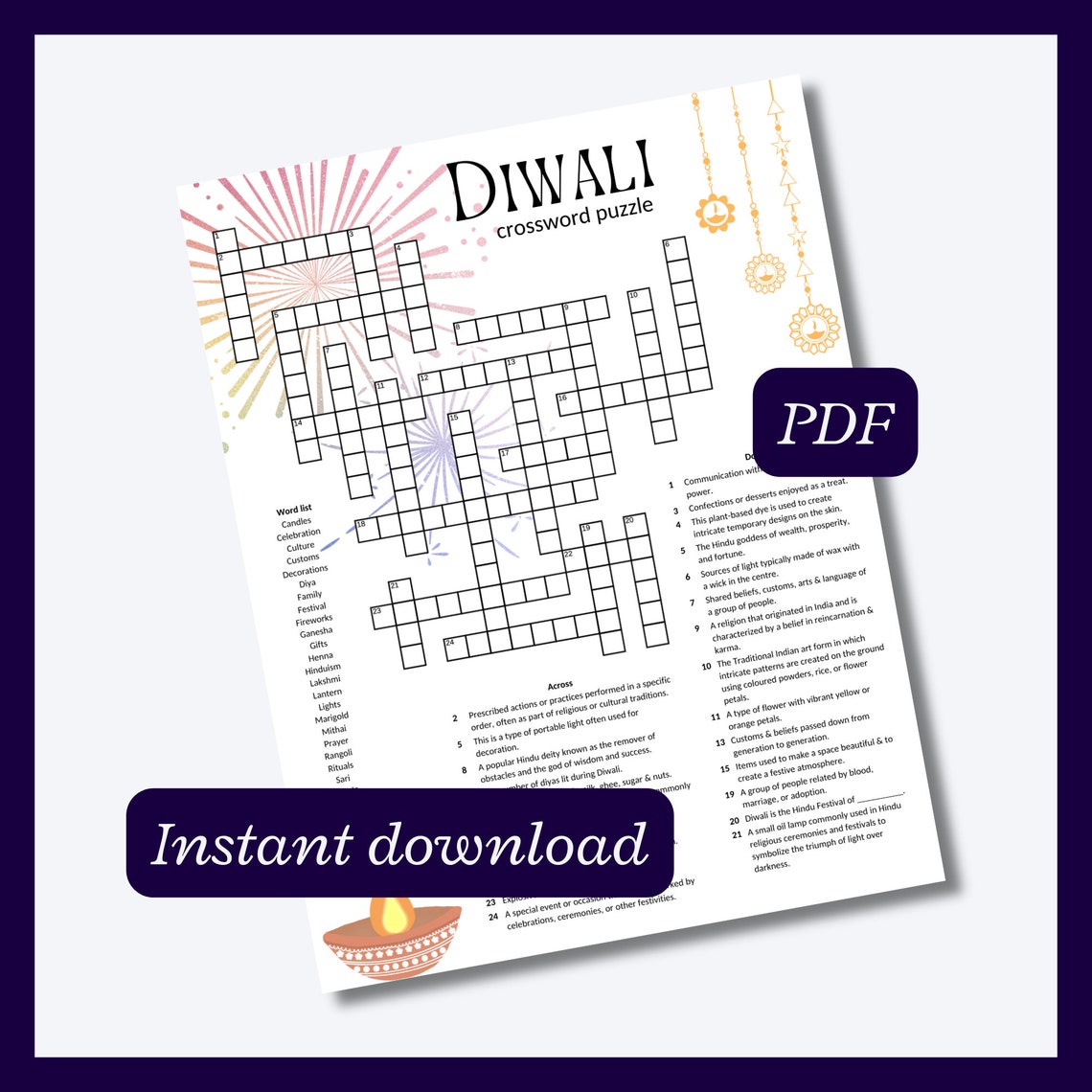 Diwali Crossword Puzzle: Trivia Game for Teens & Adults (digital ...