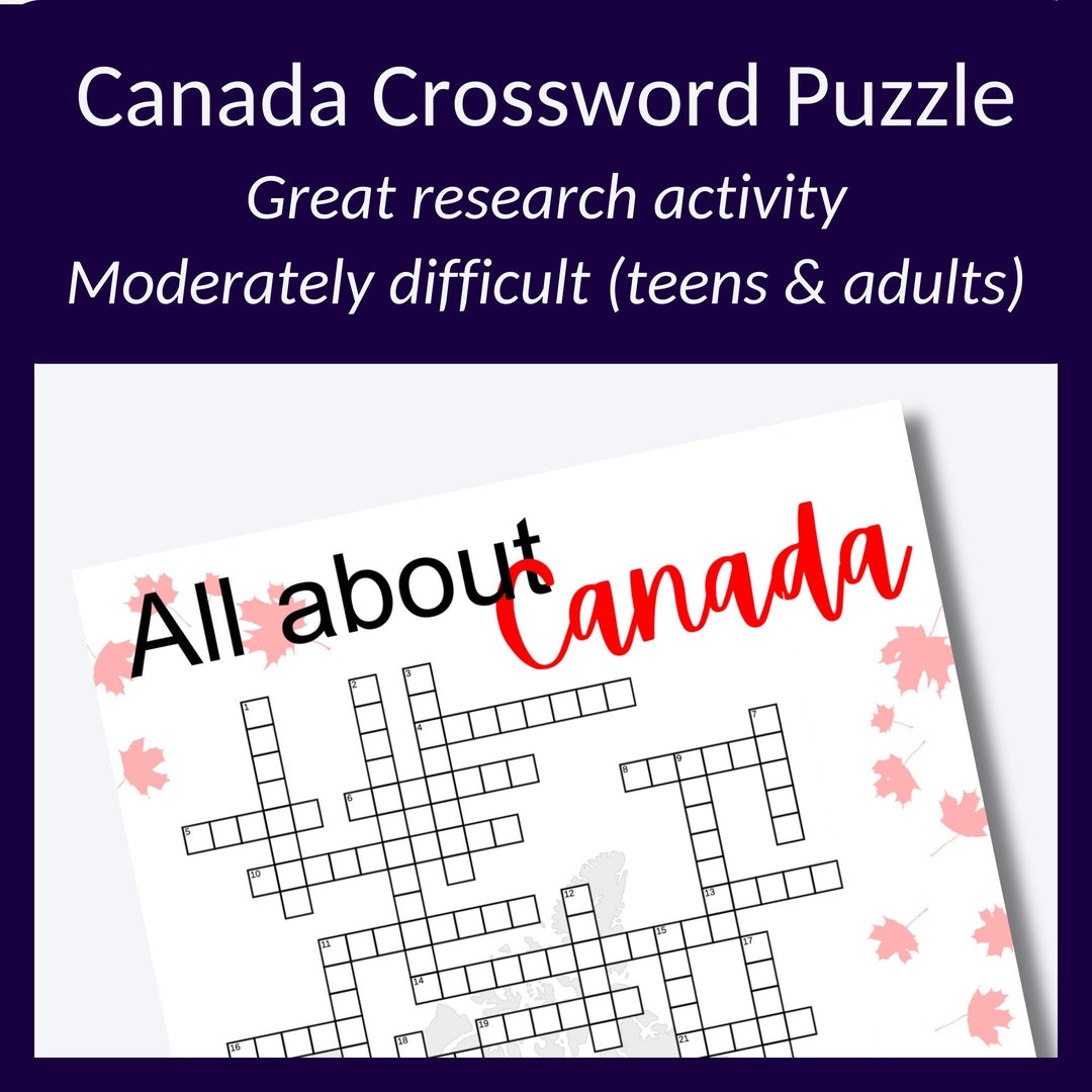 Canada Trivia Crossword Puzzle: Fun Canadian Facts (digital Download ...