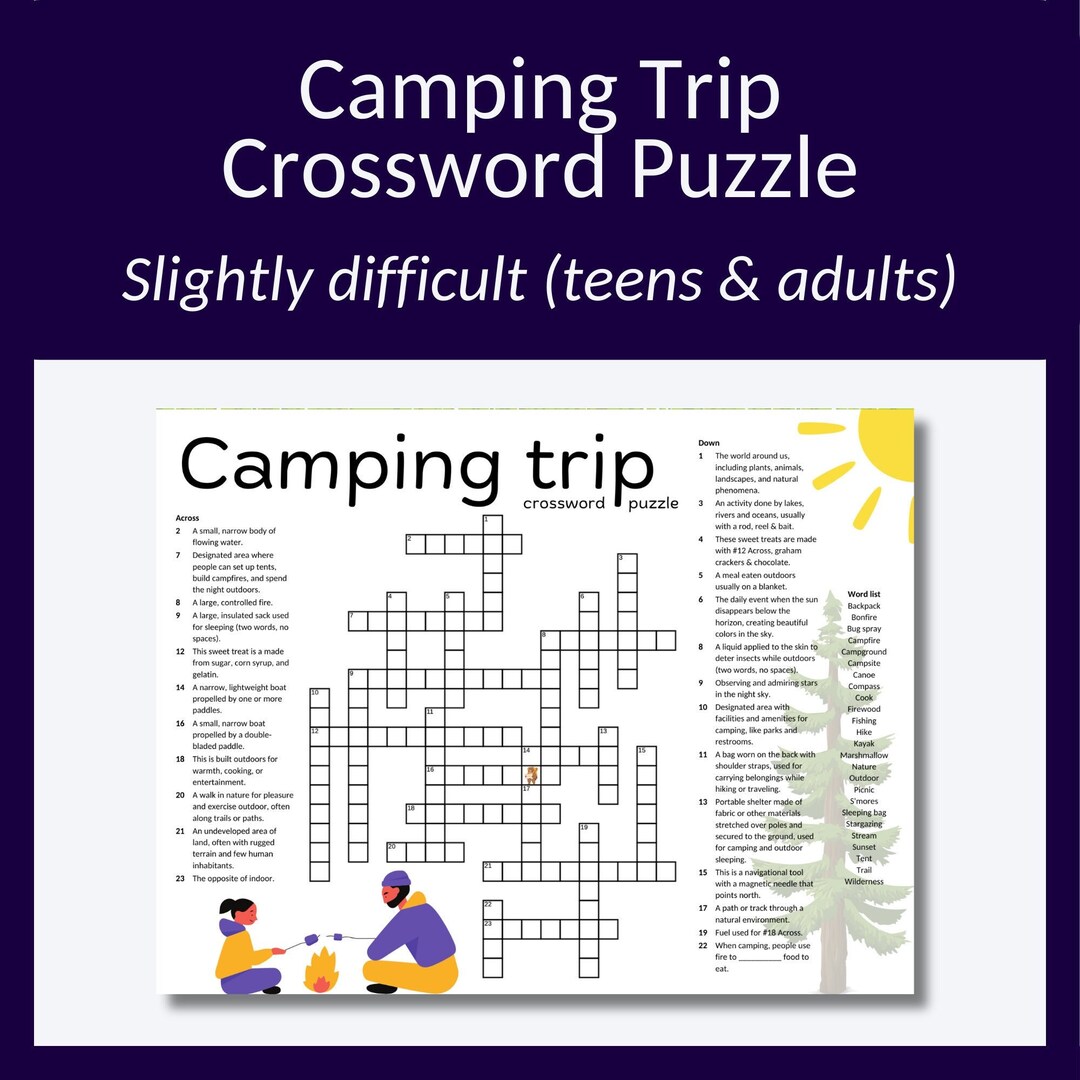 Camping Trip Crossword Puzzle: Family Reunion Game (digital Download ...
