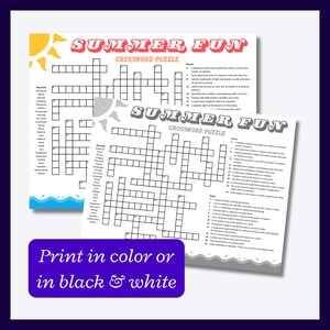 Summer Crossword Puzzle— Perfect Cross Word Puzzle for End-of-year ...