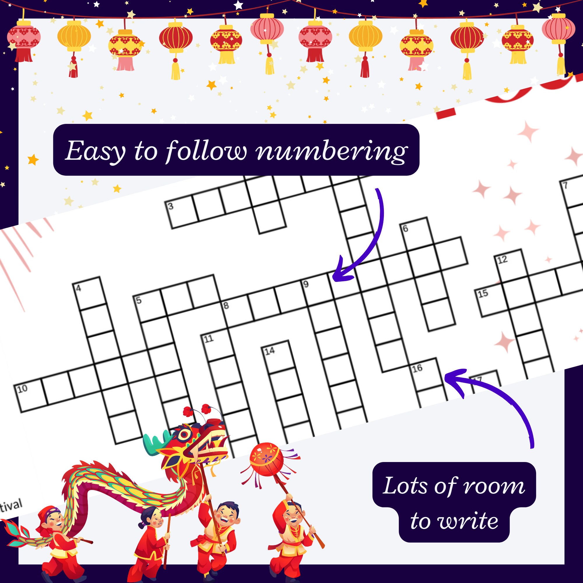 Chinese New Year Crossword Puzzle for Parties, Vocabulary Building or ...