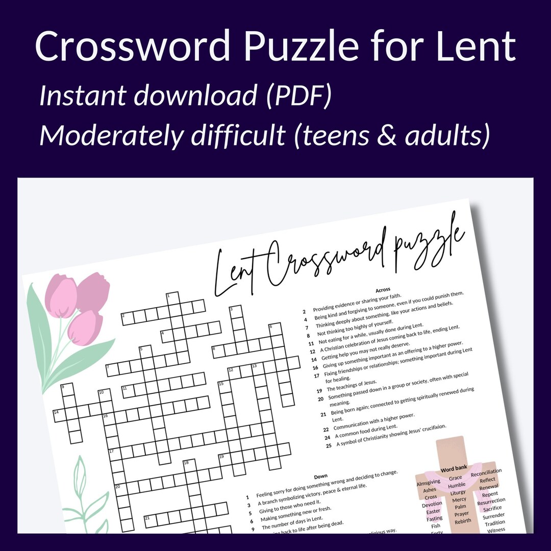 Hard Lent Crossword Game for Teens and Adults - Perfect for Easter Fun ...
