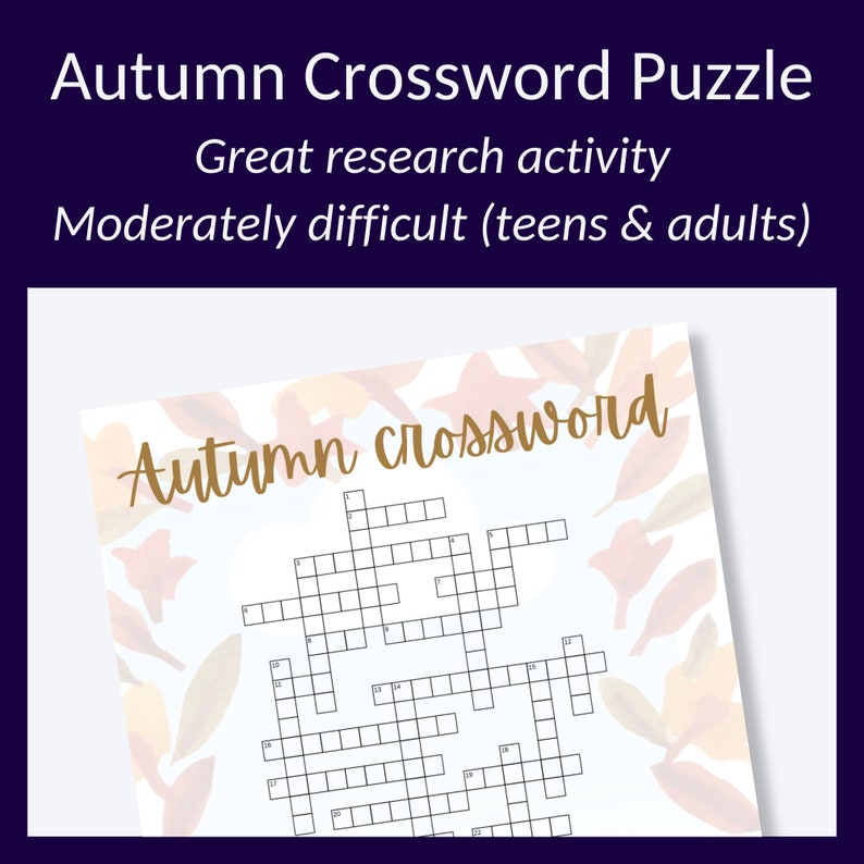Fall Crossword Puzzle Perfect for Fall Weddings! Autumn Cross Word ...