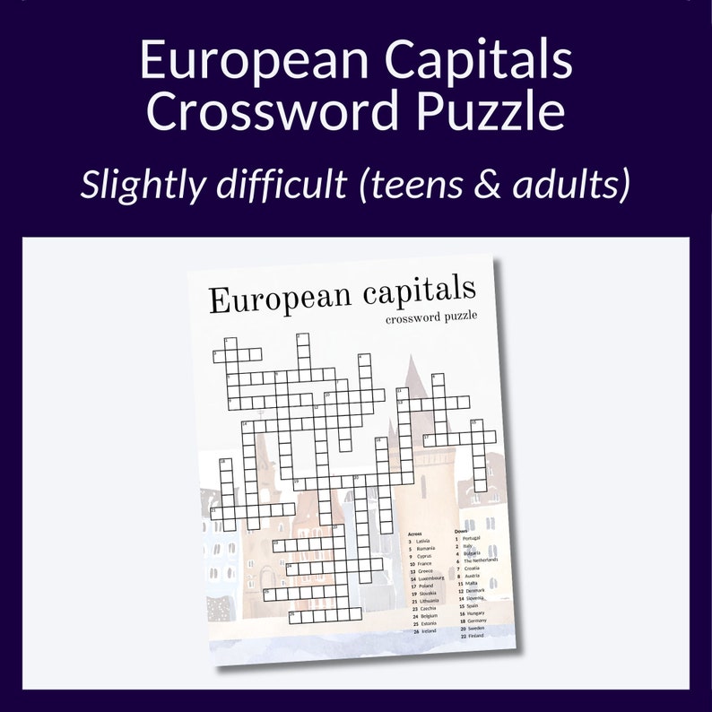 European Capitals Crossword Puzzle for Geography Enthusiasts and Travel ...