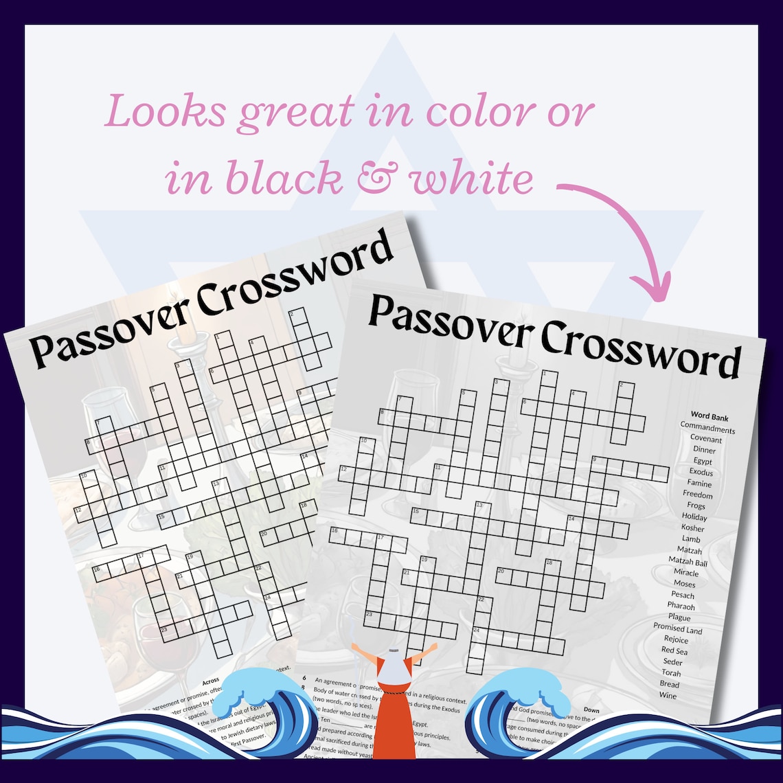 Passover Crossword Puzzle: Jewish Holiday Activity (digital Download ...