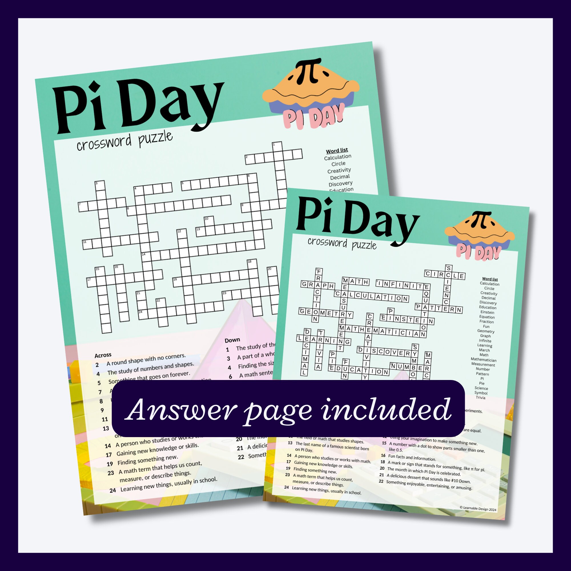 Pi Day Cross Word Puzzle Game for Teenagers or Party Game! - Etsy