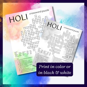 Holi Crossword Puzzle for Parties or to Build Vocabulary. Perfect ...