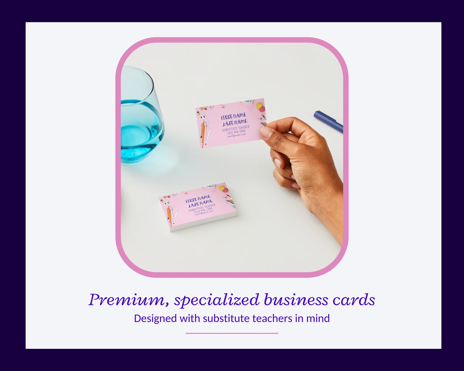Substitute Teacher Business Card Design for Canva. Great Tutor Business ...