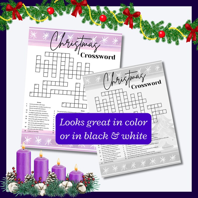 Advent Crossword Puzzle for Parties or to Learn About Christmas ...