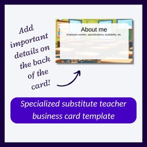Substitute Teacher Business Card Design for Canva. Great Tutor Business ...