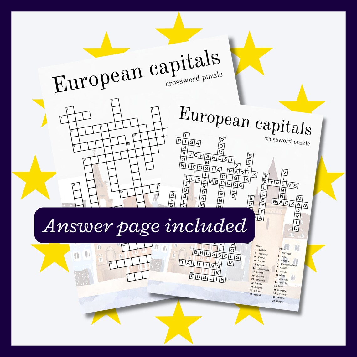 European Capitals Crossword Puzzle: Test Your Knowledge of European ...