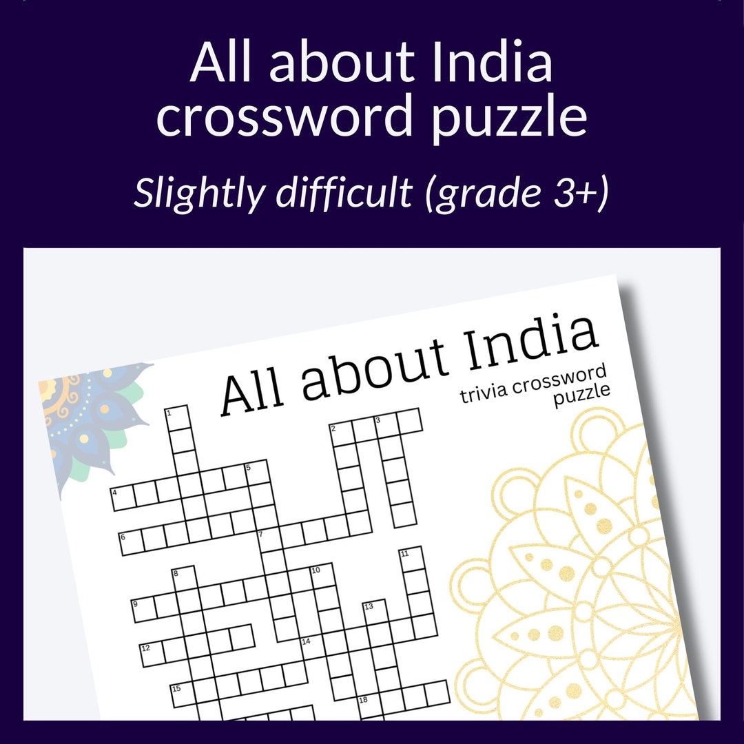 India Crossword Puzzle— Learn About India With This Trivia Puzzle! - Etsy
