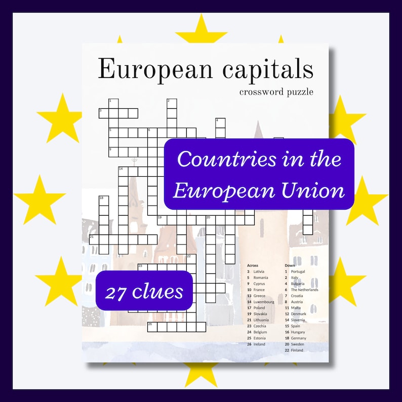 European Capitals Crossword Puzzle: Test Your Knowledge of European ...