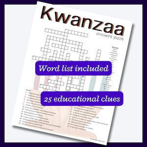 Kwanzaa Crossword Puzzle! Use as a Party Game or for Cultural Activity ...