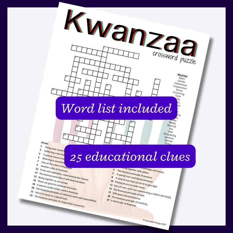 Kwanzaa Crossword Puzzle! Use as a Party Game or for Cultural Activity ...