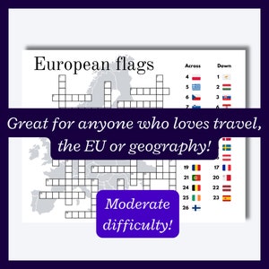 European Flags Crossword Puzzle Game for Travel Enthusiasts and Teens ...