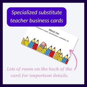 Substitute Teacher Business Card Design for Canva. Great Tutor Business ...