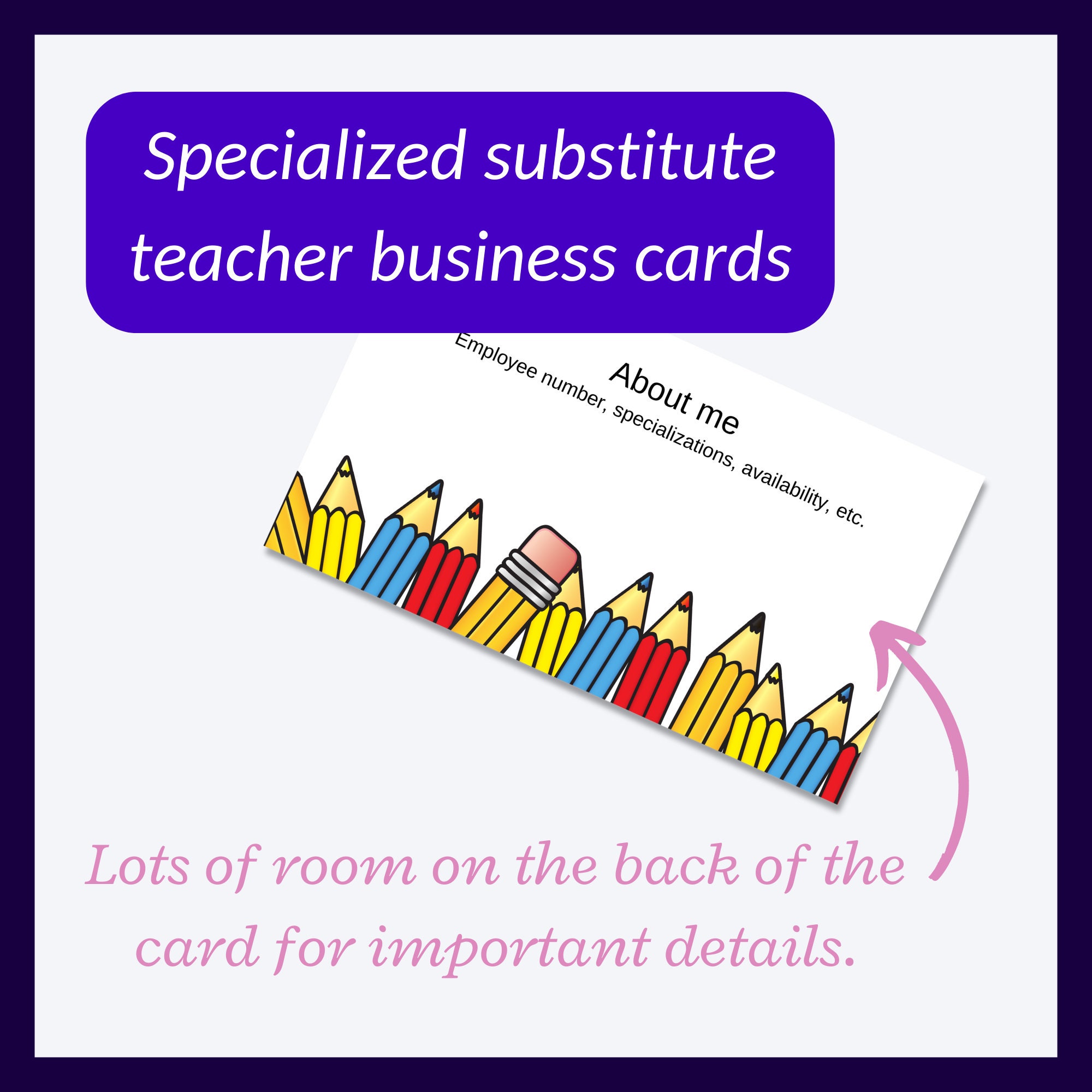 Substitute Teacher Business Card Design for Canva. Great Tutor Business ...