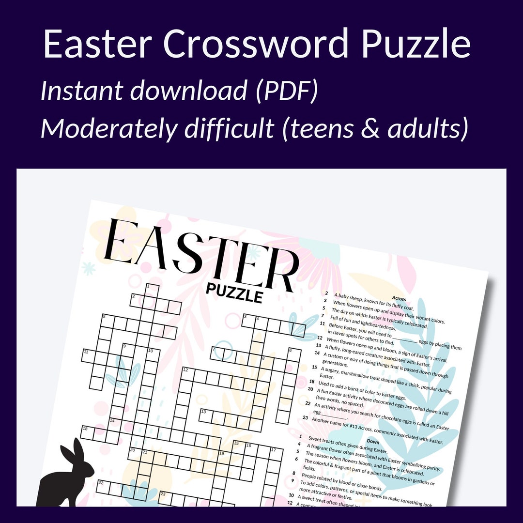 Crucigrama de Pascua no religioso para adultos, adolescentes y ...