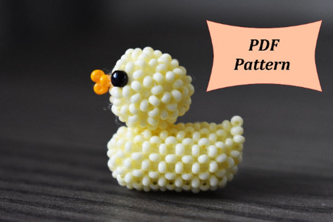 Beaded Yellow Duck Pdf. Beaded Animal Pattern. How to Make Beaded Toy 3d Beading Pattern 3d Bead ...