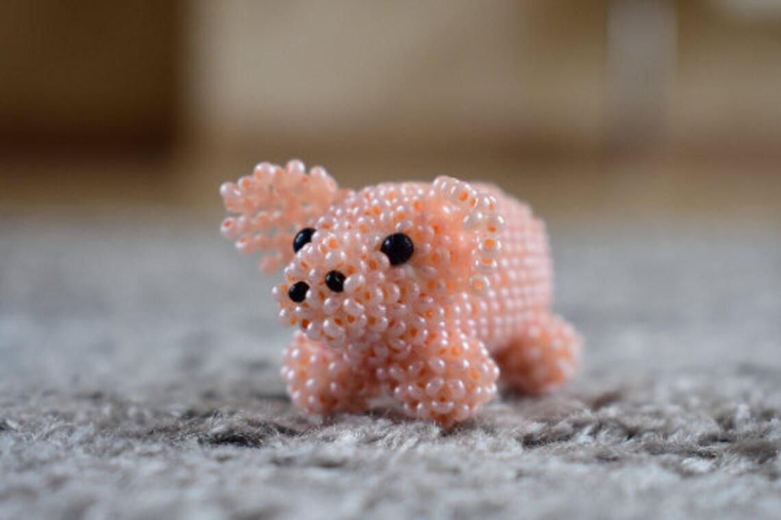 Cute Beaded Pig. You Can Do It With My Clear Easy Pattern. Pig Figurine ...