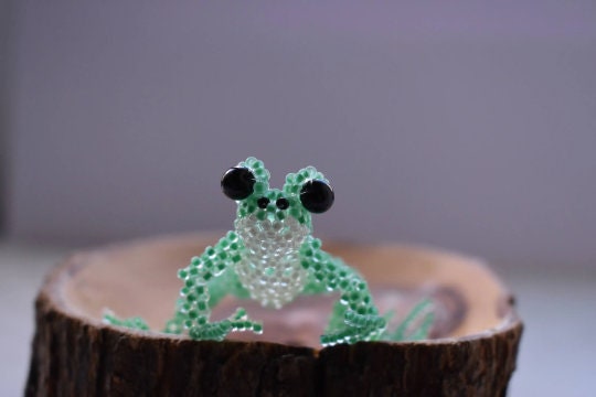 Green Beaded Frog, Beading Instructions for Beginners, Beading ...