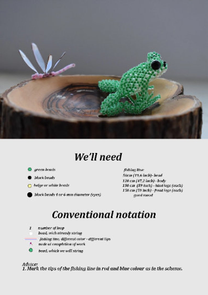 Green Beaded Frog, Beading Instructions for Beginners, Beading ...