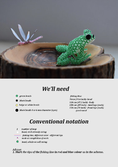 Green Beaded Frog, Beading Instructions for Beginners, Beading ...