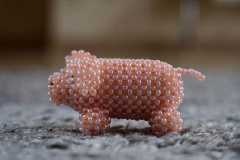 Cute Beaded Pig. You Can Do It With My Clear Easy Pattern. Pig Figurine ...