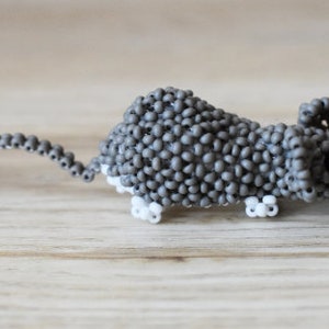 Bead Tutorial Rat. How to Weave Beads Rat Pdf Pattern. Beaded Animal Rat Beaded Keychain Pattern ...
