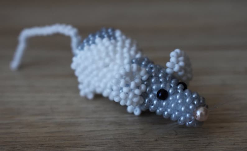 Bead Tutorial Rat. How to Weave Beads Rat Pdf Pattern. Beaded Animal Rat Beaded Keychain Pattern ...