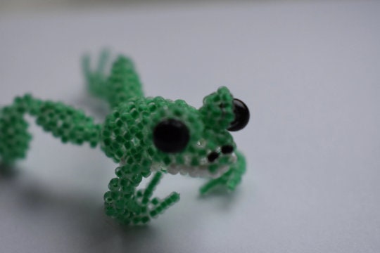 Green Beaded Frog, Beading Instructions for Beginners, Beading ...