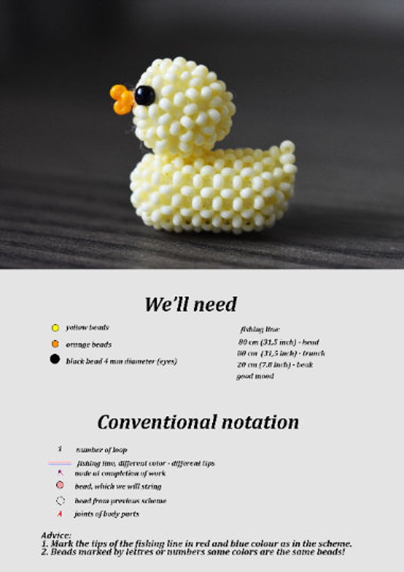 Beaded Yellow Duck Pdf. Beaded Animal Pattern. How to Make Beaded Toy ...