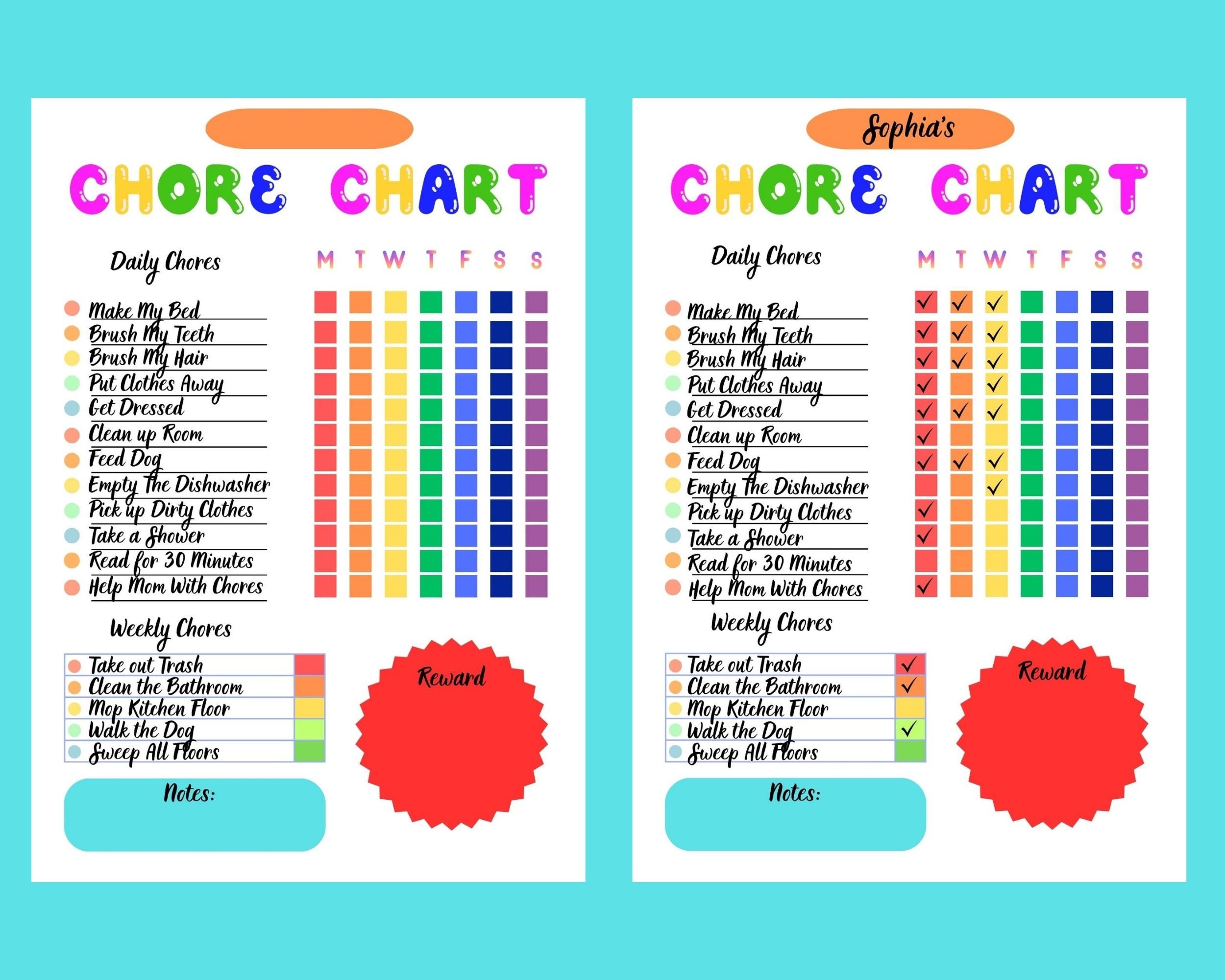 Chore Chart for Kids Kids Chores Kids Chore Chart - Etsy UK