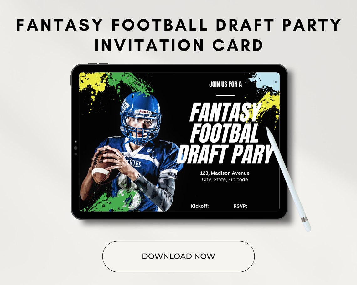 Fantasy Football Draft Invitation Card Template Fantasy Football ...
