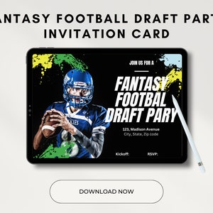 Fantasy Football Draft Invitation Card Template Fantasy Football ...
