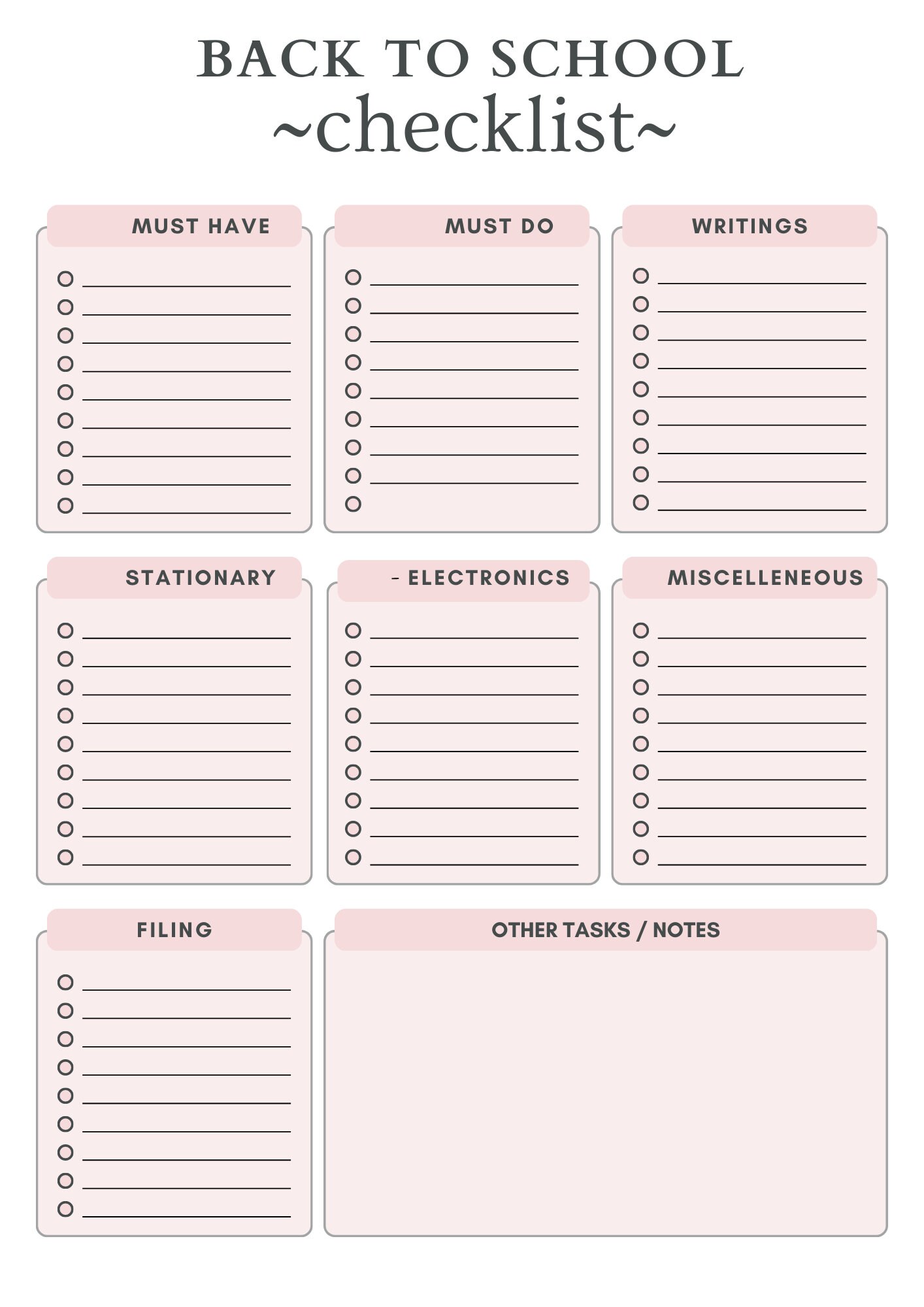 Back to School Checklist, Back to School List Planner, Kids School ...