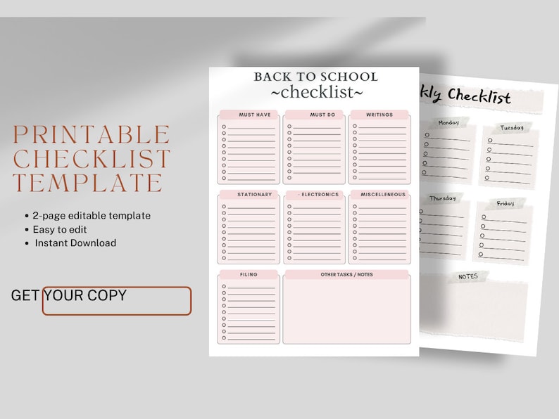 Back to School Checklist Back to School List Planner Kids - Etsy