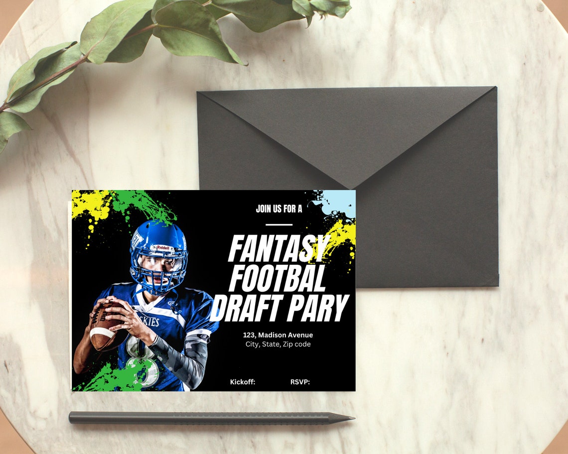 Fantasy Football Draft Invitation Card Template Fantasy Football ...