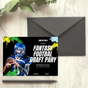 Fantasy Football Draft Invitation Card Template Fantasy Football ...
