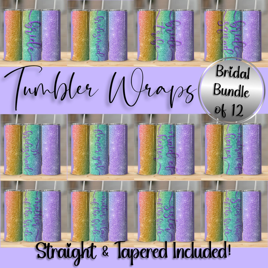 Bride Bundle 12 Bridal Party Gifts SEAMLESS Tumbler Wrap 20 Oz Straight ...